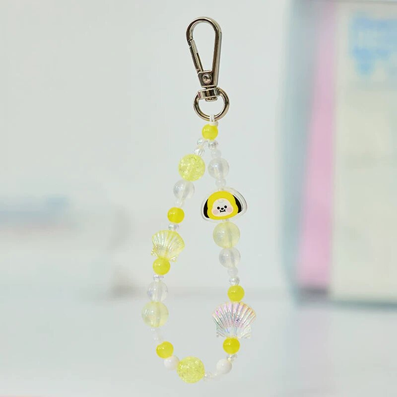 BT21 BTS Baby Pearl Бисерная брелок с телефонным шнуром и чехлом для наушников - дизайн персонажа чимми