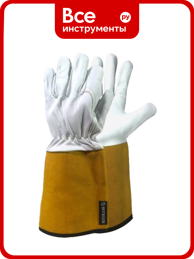 Краги для TIG сварки PROBUCKLER P130-9, пятипалые, из козьей кожи, с манжетной фиксацией, всесезонные