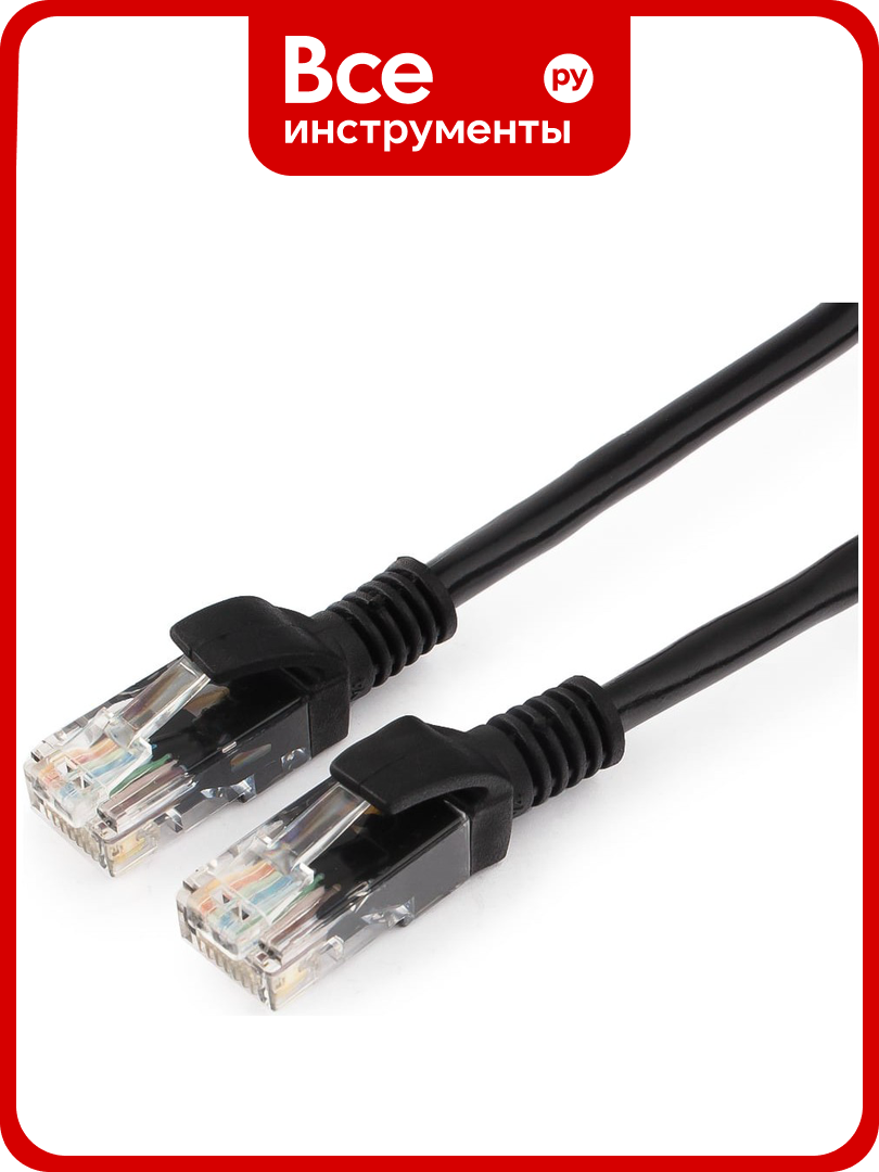 Многожильный патч-корд Cablexpert UTP кат.5e, 1.5м, литой, чёрный PP12-1.5M/BK
