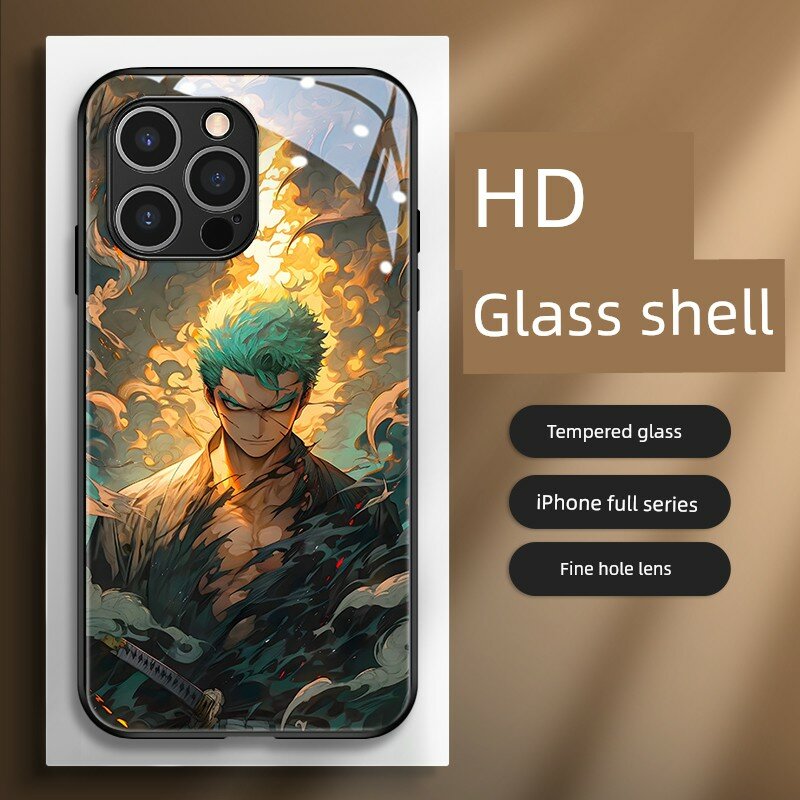 Чехол из стекла с аниме-темой Один Пират для iPhone 16 Pro, древний стиль, премиальная защита, совместимость с линейкой