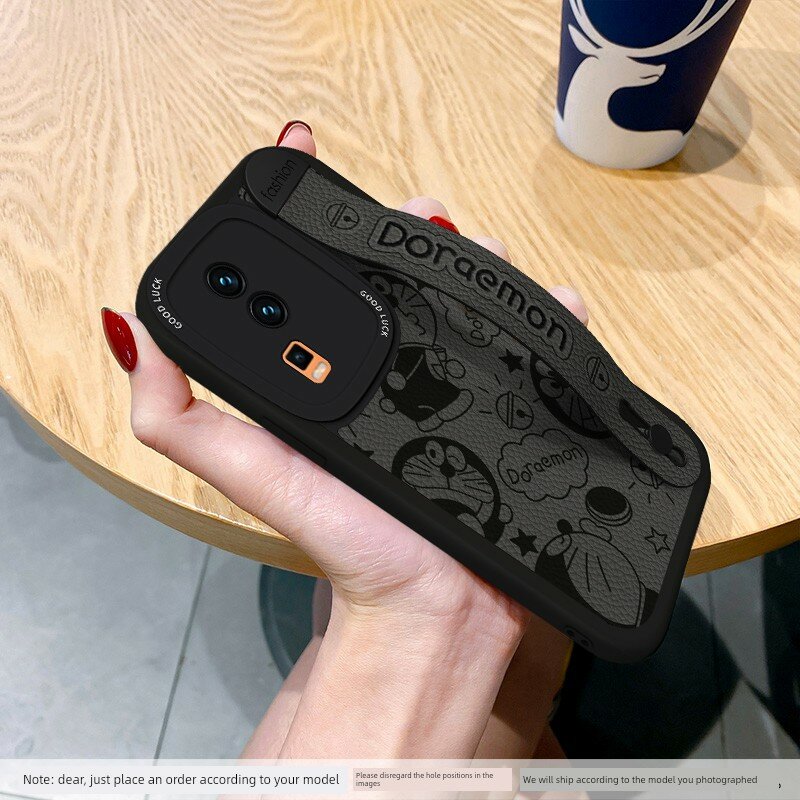 IQOO Neo9 Spro+ Мягкий силиконовый ремешок с карманным котом в черном цвете