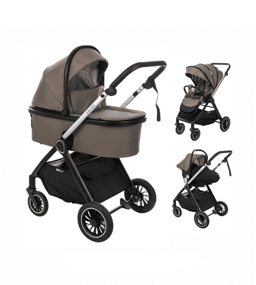Коляска универсальная Sevillababy "Beige", 3 в 1, люлька, прогулочный блок, автокресло