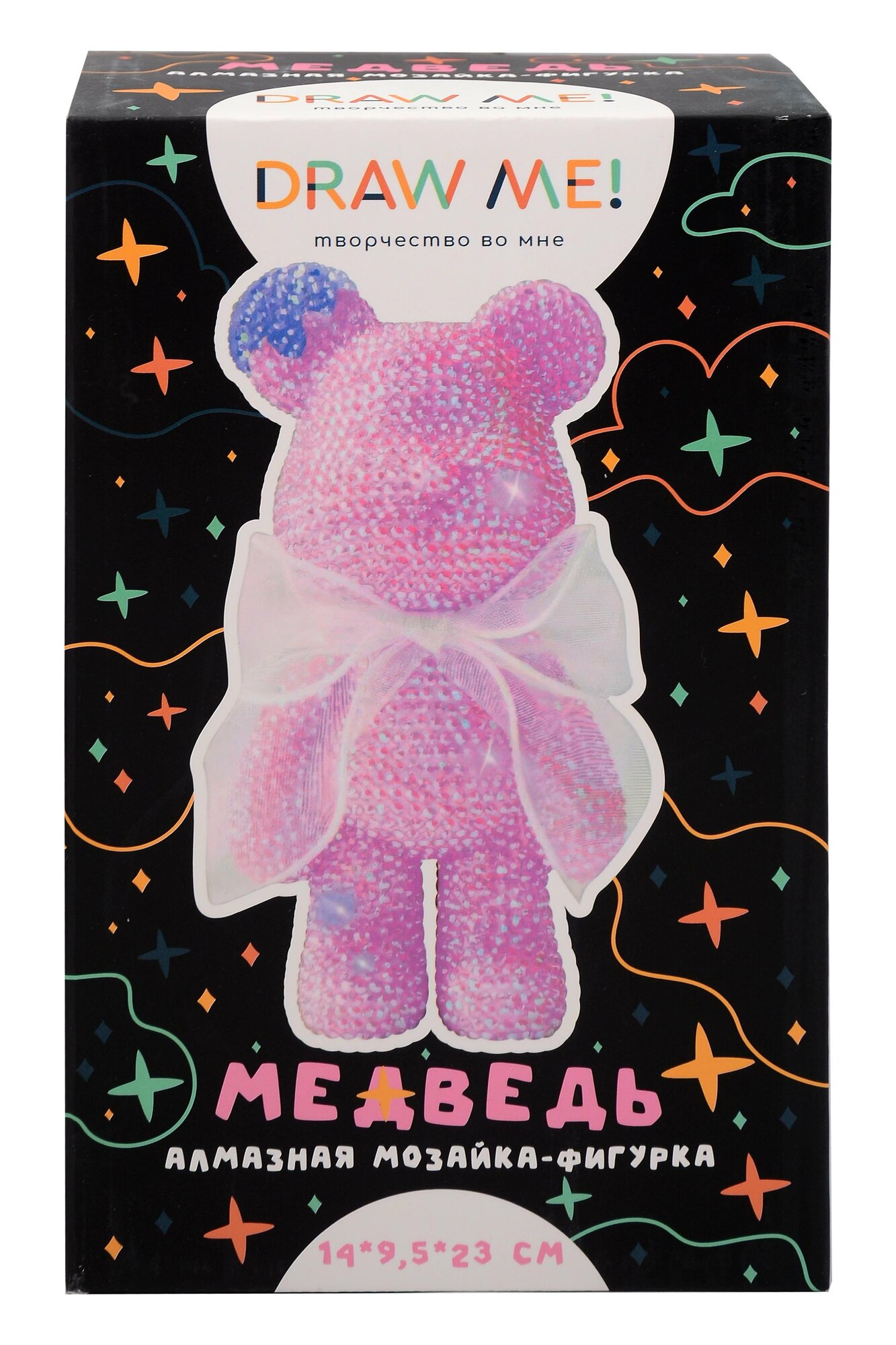 Алмазная мозаика на фигурке Draw Me! "Розовый мишка", (14*9,5*23 см)
