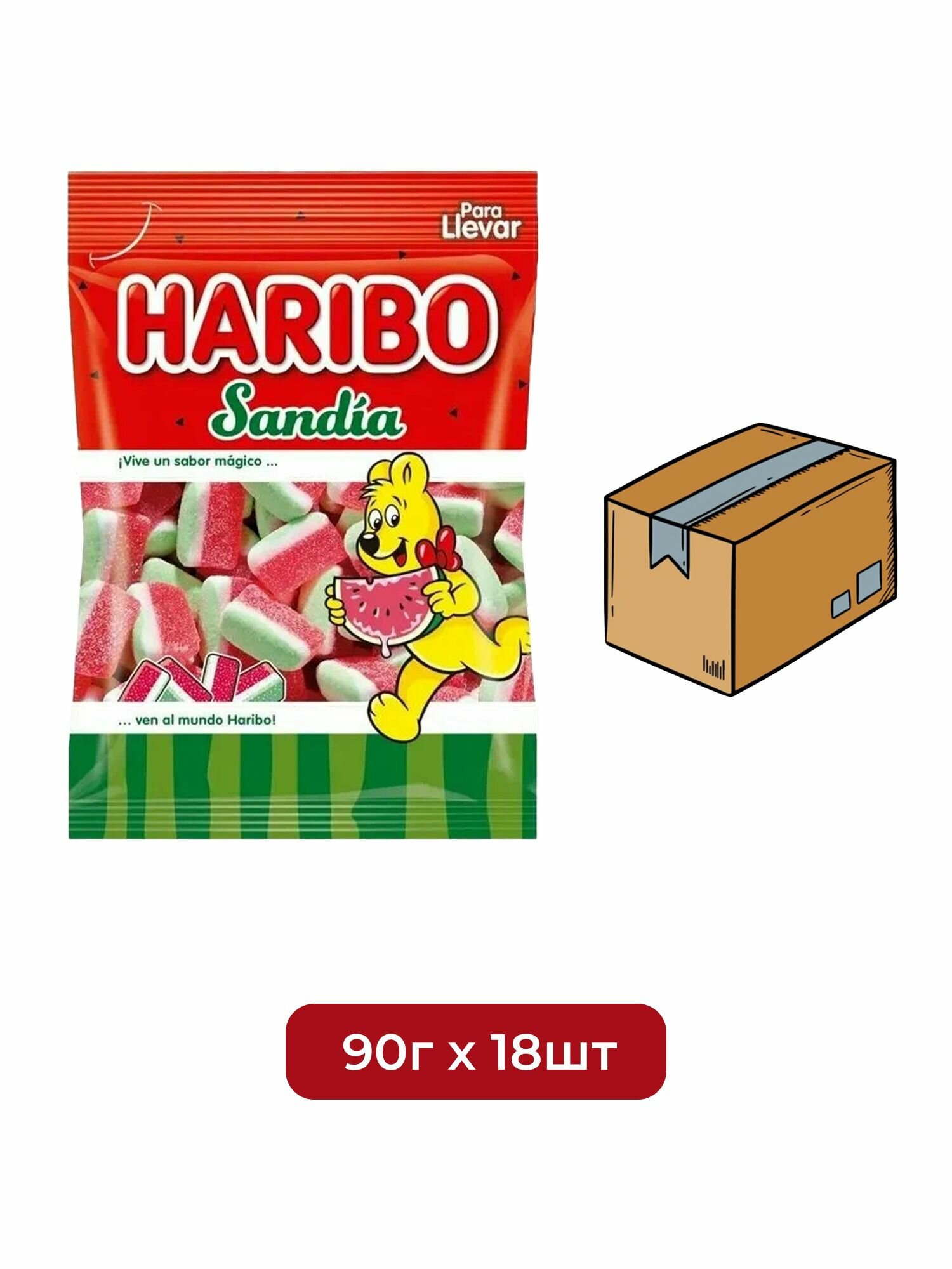 Жевательный мармелад HARIBO Sandia (арбуз) 90г. 18 шт.