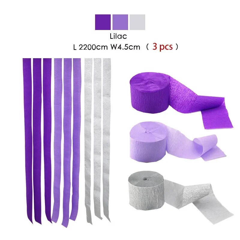 Креповые бумажные ленты Mr Joke, 3/6 рулонов, разноцветные Фиолетовый, Lilac-3pcs