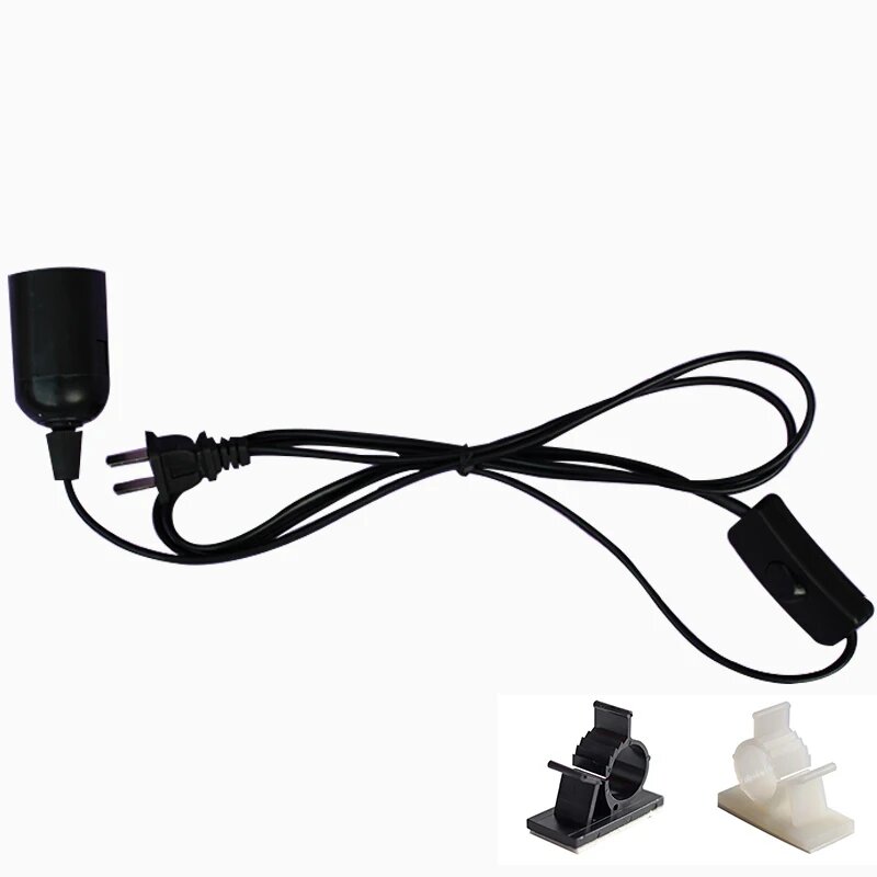 Основание для лампы E27 с кабелем 1,8 м Черный, US and Cable clamp1