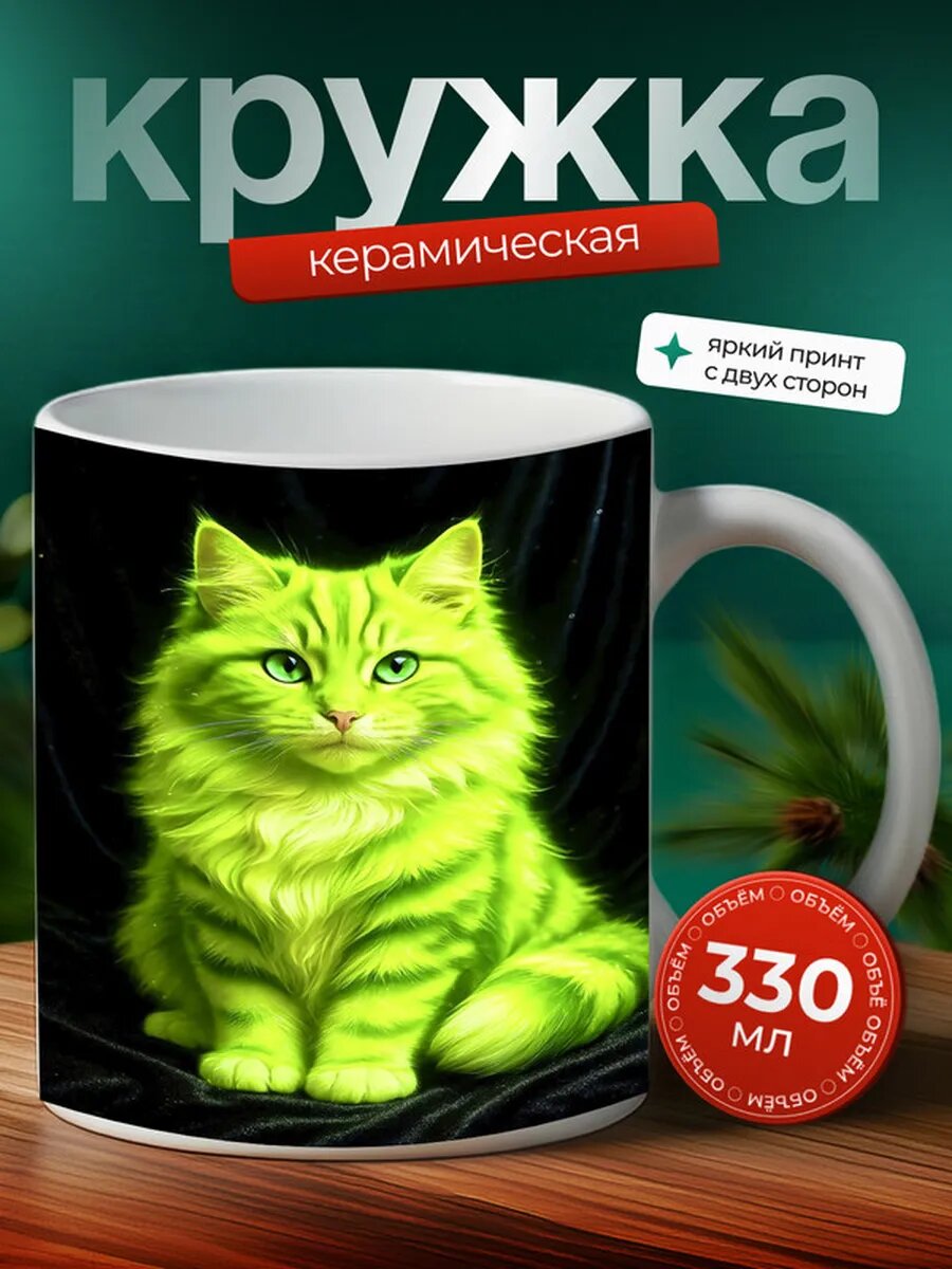 Кружка Изумрудный корат кот 8,