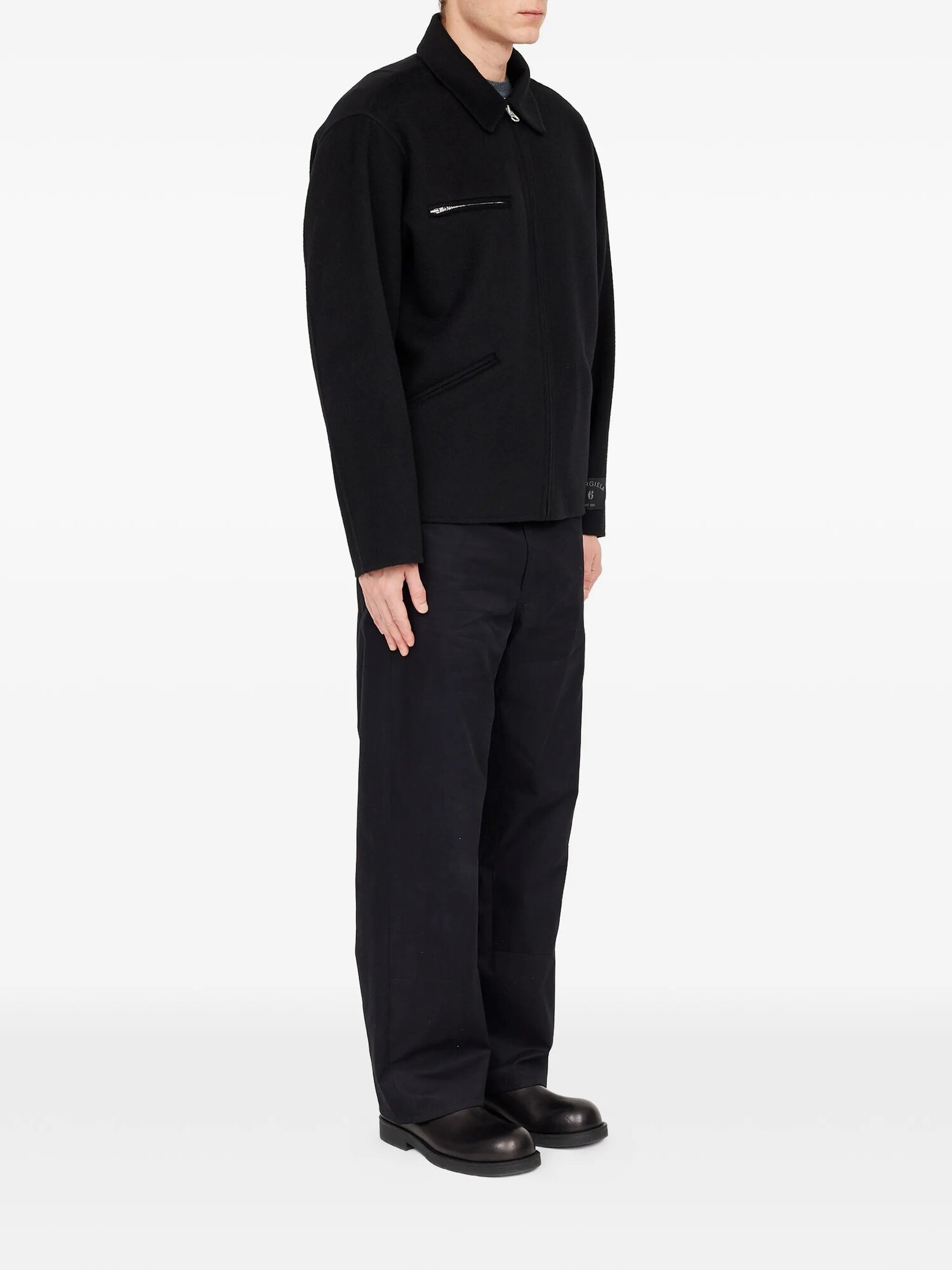 Куртка MM6 Double-faced wool zip jacket, размер 44, black/black — фото 1