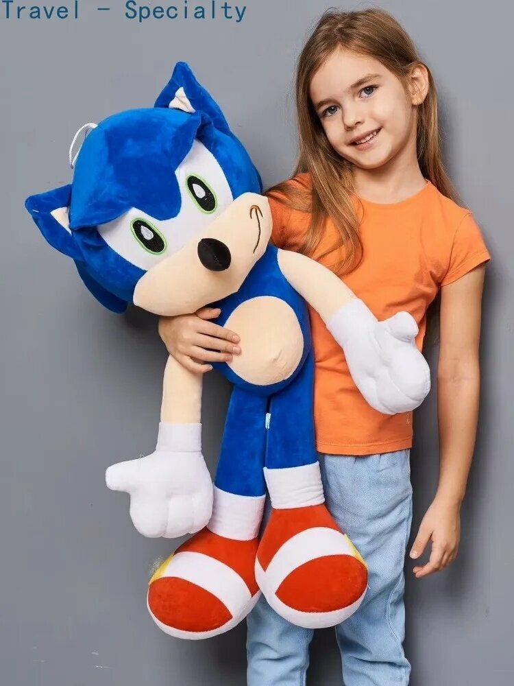 Мягкая игрушка Еж Соник 45 см / Супер ёжик, Sonic the Hedgehog, плюшевая, антистресс, антистрессовая обнимашка, подушка
