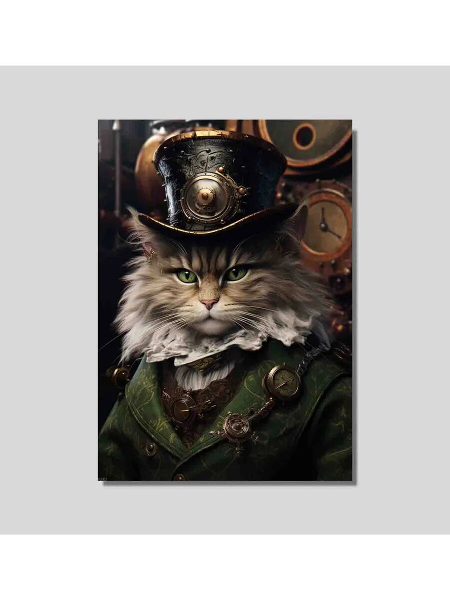Кот-оборванец в стиле стимпанк 2, Плакат 30x42см