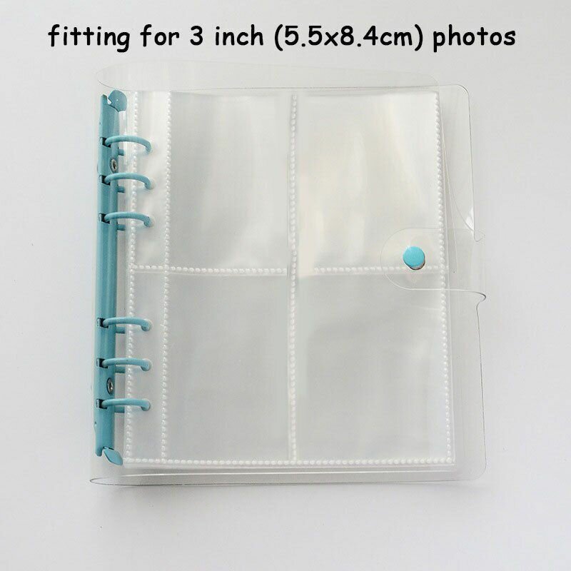 Scrapbook transparent with 6ring binder shiny cover colored clips travel graduation gift transparent blue 3in