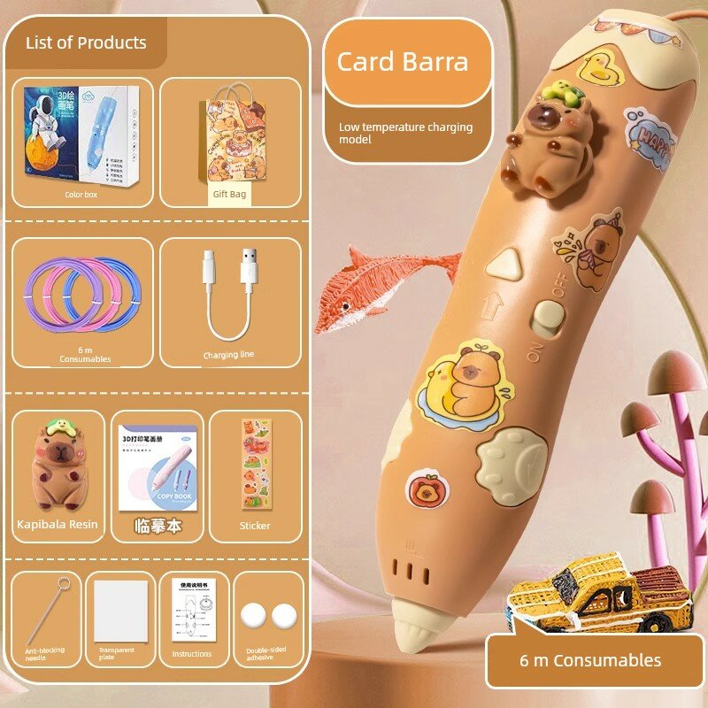 3D-ручка для детей 3-6 лет, модель с длительным сроком работы, 3 катушки филамента, альбом, подарочная упаковка и мешок