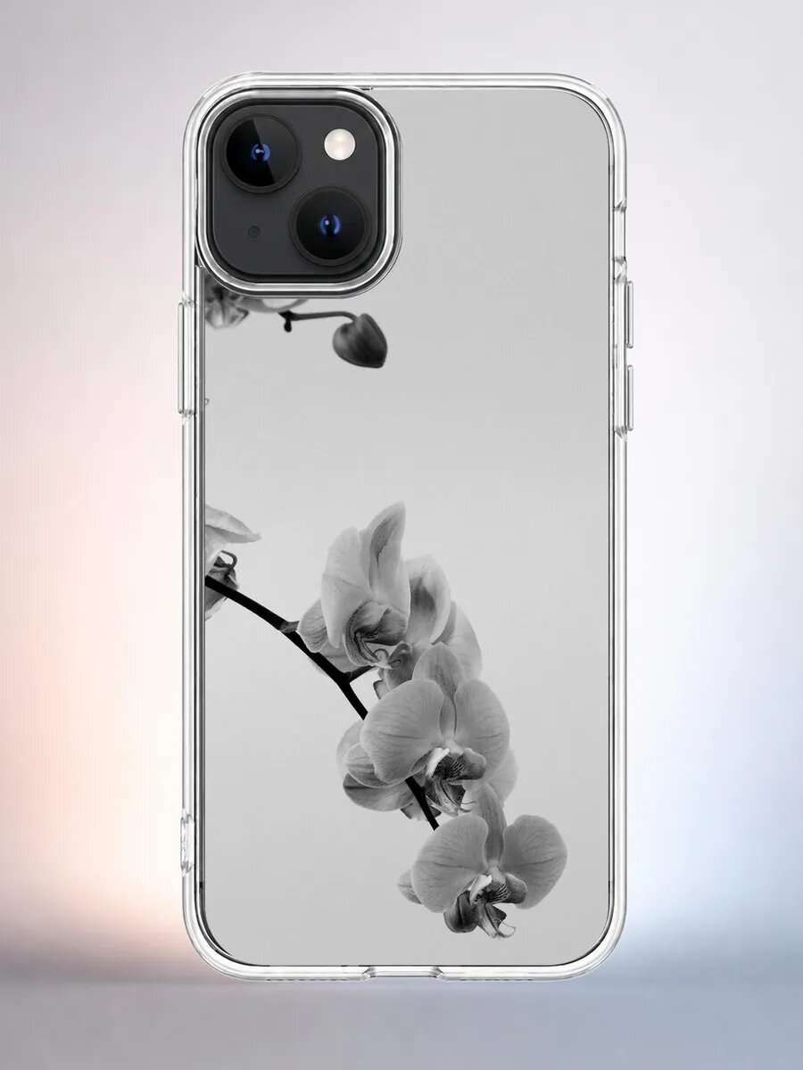 Чехол iPhone 14 орхидеи ветка силиконовый прозрачный