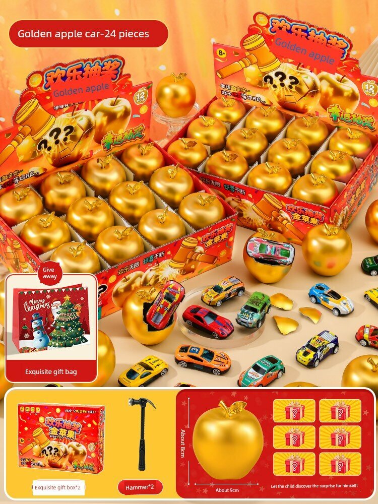 Подарочная сумка с яблочной игрушечной коробкой машинки из 24 больших яиц, включая молоток