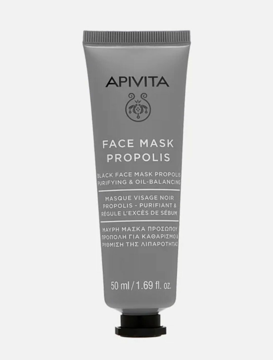 Чёрная очищающая маска для лица APIVITA black face mask propolis purifying & oil- balancing