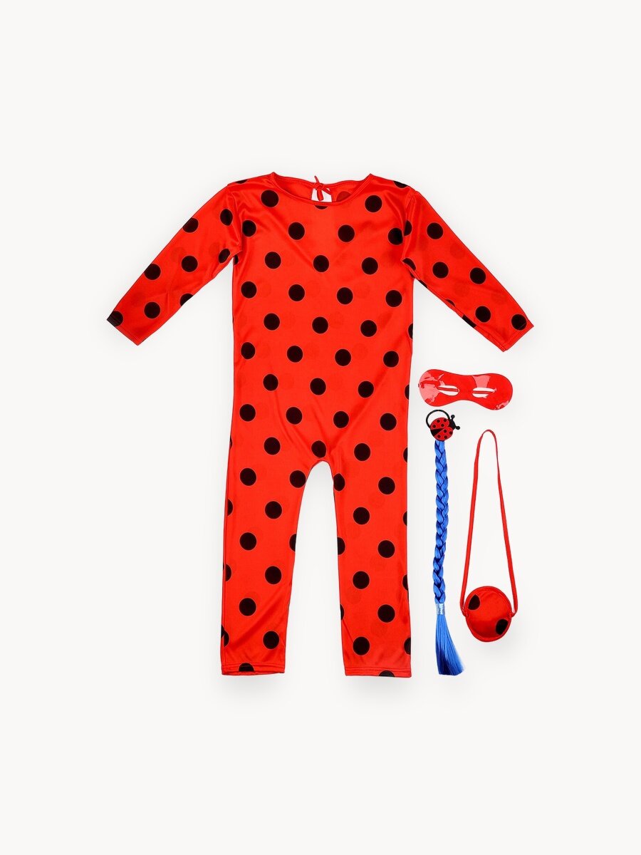 Карнавальный набор "Божья коровка" комбинезон, маска, коса, сумка, рост 110-122 см, Волшебная маска