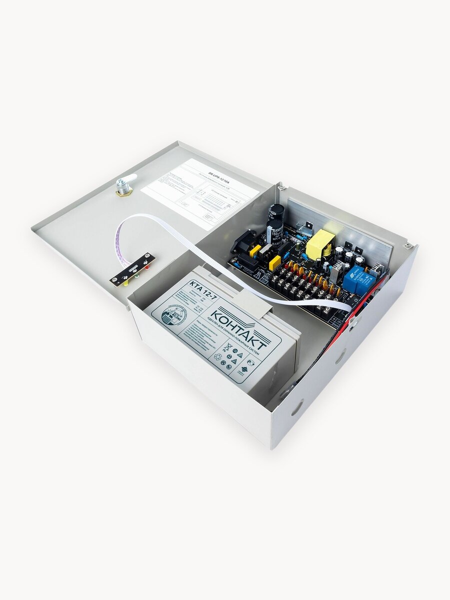 Комплект резервируемого 12В блока питания SR-UPS на 10 Ампер с АКБ на 7 а/ч