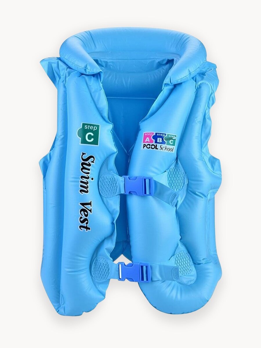 Детский спасательный надувной жилет голубой