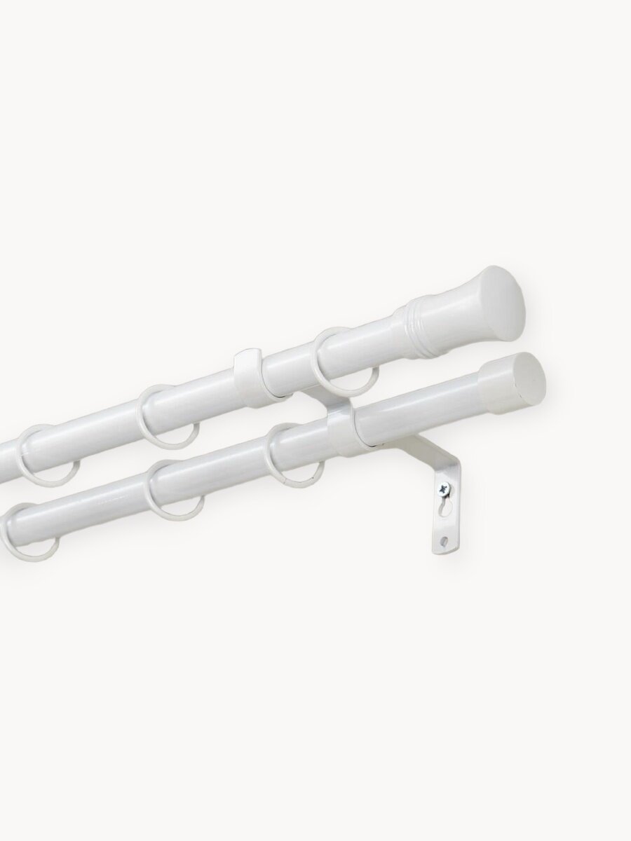 Карниз для штор раздвижной телескопический двухрядный (2 ряда) металлический 120 - 210 см Трапеция белый ARTTEX