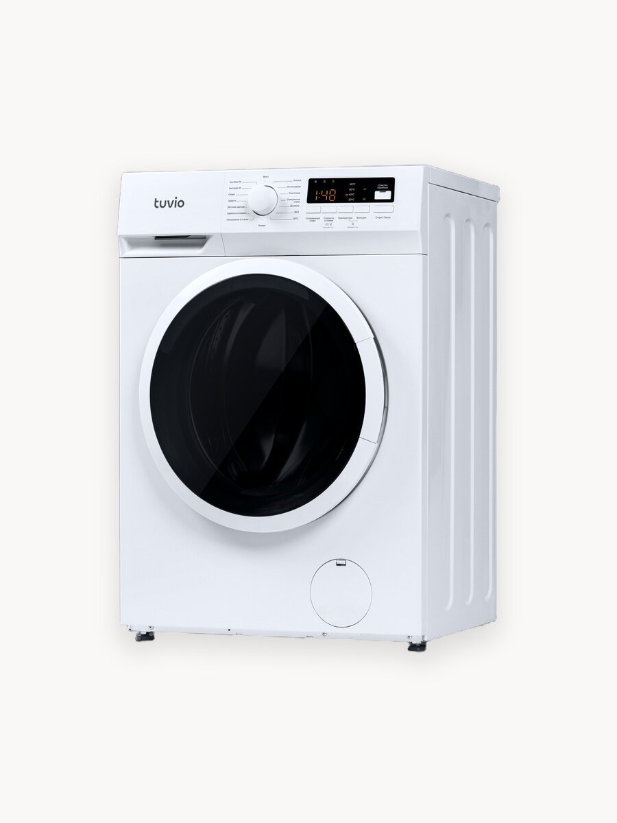 Стиральная машина узкая Tuvio WFS64MW1, загрузка 6 кг, отжим 1000 оборотов, 15 программ, белый