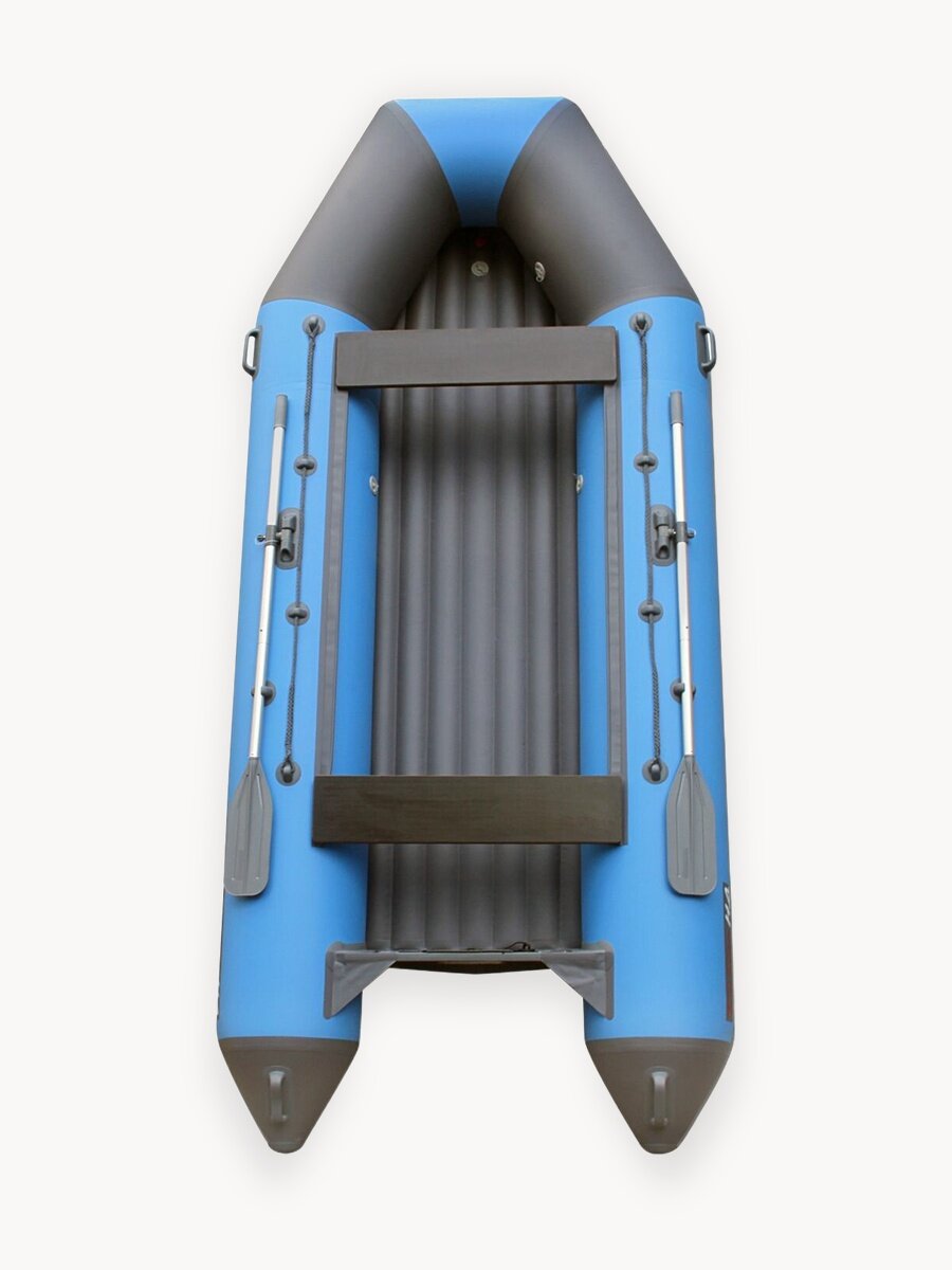 Лодка моторная килевая Тайга 320 НДНД, вклеенный надувной килевой пол с клапаном избыточного давления, серо-синяя