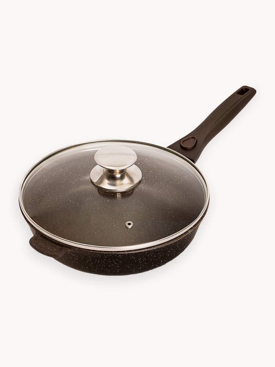 Сковорода Zarenhof "Eden", коричневая 28 см, с крышкой и съемной ручкой