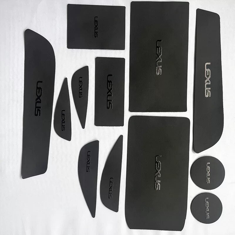 Коврик для двери Lexus ES 2013-2017, кожаный, черно-серый цвет, антипробуксовочный высокого качества