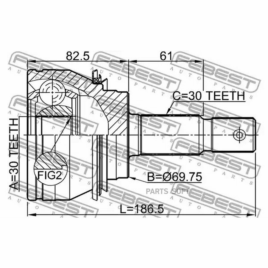 ШРУС наружный для а/м Toyota Land Cruiser Prado (J150) 09- 30x72.5x30 FEBEST FEBEST 0110GRJ150 | цена за 1 шт