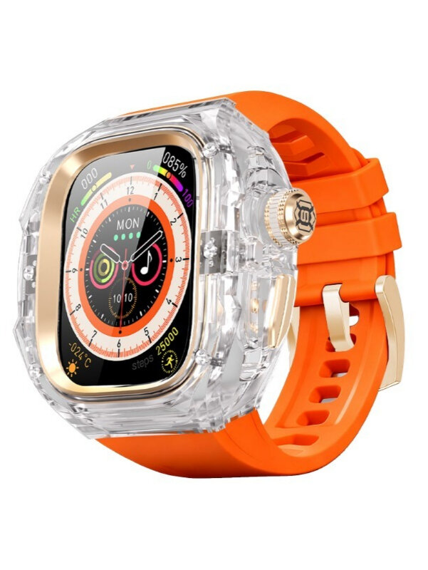 Чехол-бампер с ремешком для Apple Watch, защитный прозрачный корпус с механической кнопкой, ударопрочный металлический каркас, быстросъемный ремешок, для iWatch Ultra 49mm