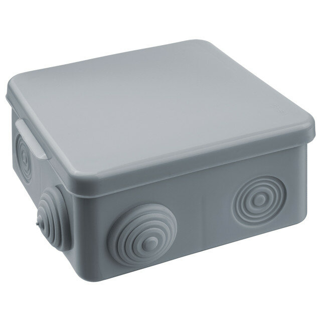 Коробка монтажная NAVIGATOR 100х100х50 IP54 распаячная открытого монтажа, серый, 8 выходов, Россия