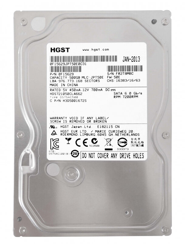 Жесткий диск HGST H3D5001672S 500Gb 7200 SATAIII 3.5" HDD