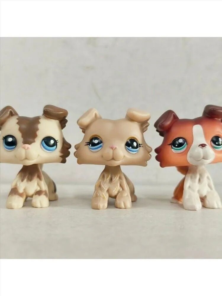 Фигурки щенков Littlest Pet Shop (LPS) из ПВХ, набор 3 штуки, для детей, размер 2 дюйма — фото 1