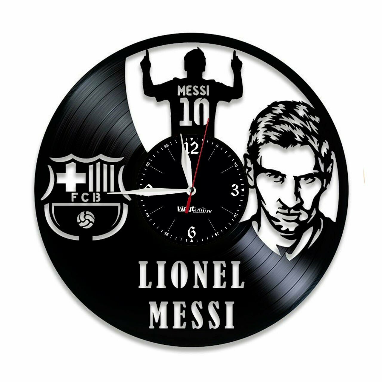 Часы из виниловой пластинки (c) VinylLab Месси, диаметр 30 см