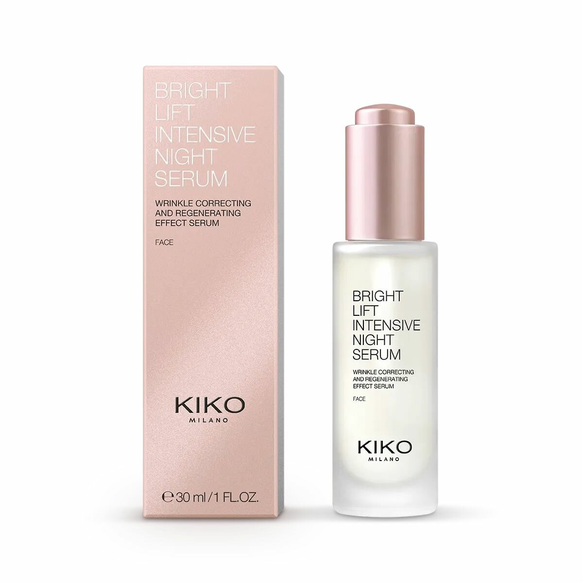 KIKO MILANO Корректирующая сыворотка для лица против морщин с регенерирующими свойствами bright lift intensive night serum 30мл
