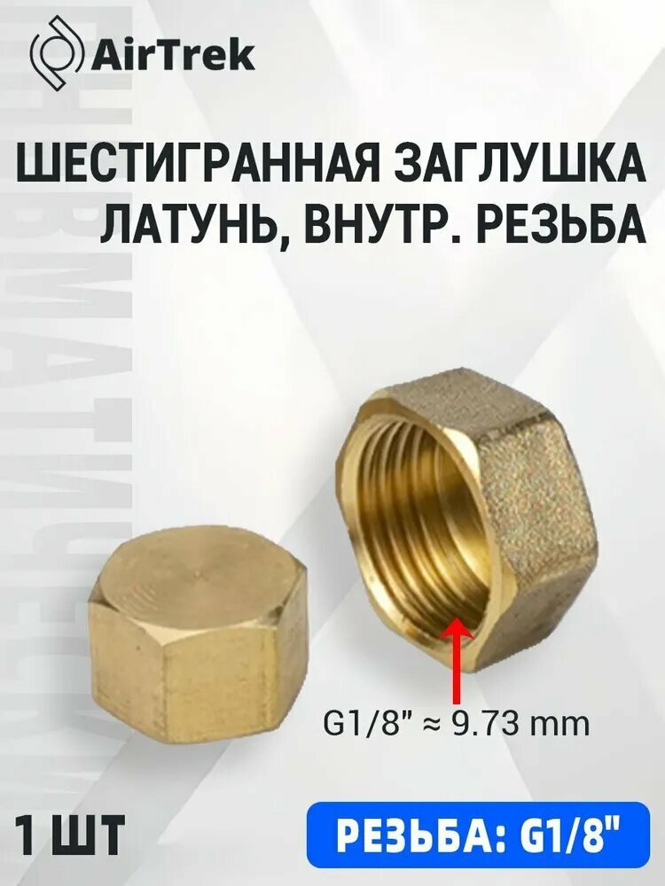 Заглушка 1/8", латунь, резьба внутренняя, 1 шт