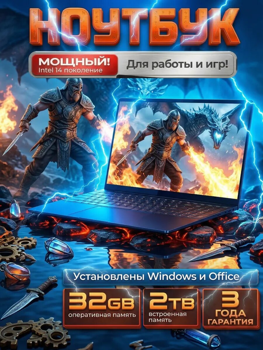 Ноутбук Intel Core i9-13900HX, 32GB RAM, 2048GB SSD, 2026 + Office