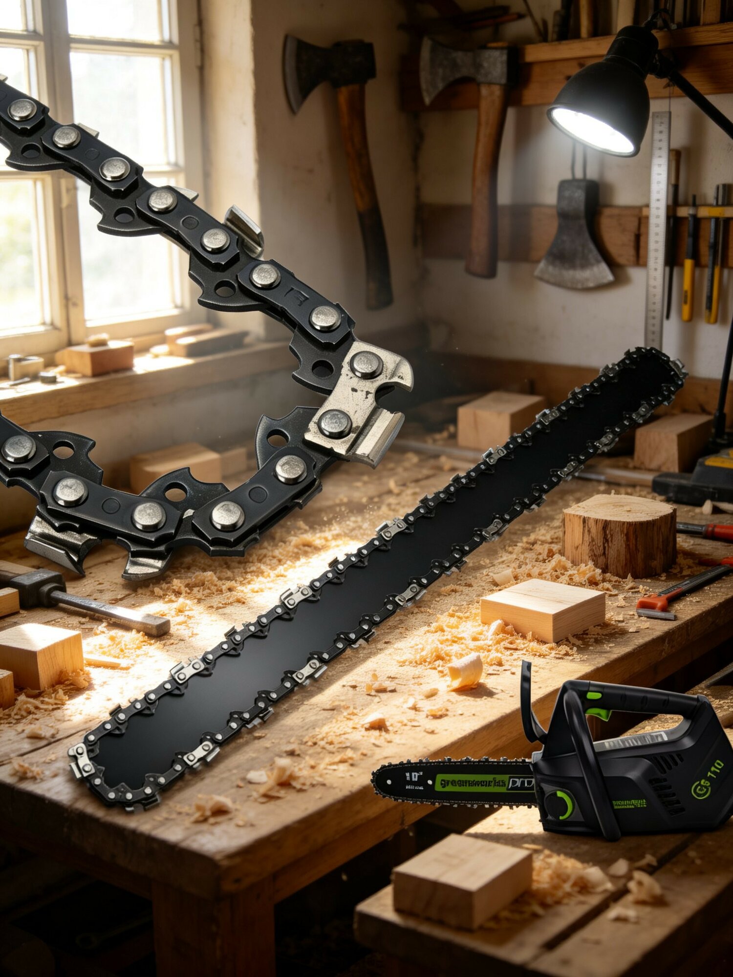2 шт Greenworks 10-дюймовая цепь для бензопилы, калибр 0,050 дюйма шаг 1/4 LP 58 приводных звеньев