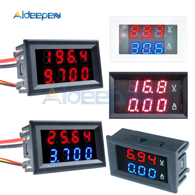 Aideepen Мини цифровой вольтметр-амперметр синий/красный 100V 10A RedRed 3Bit