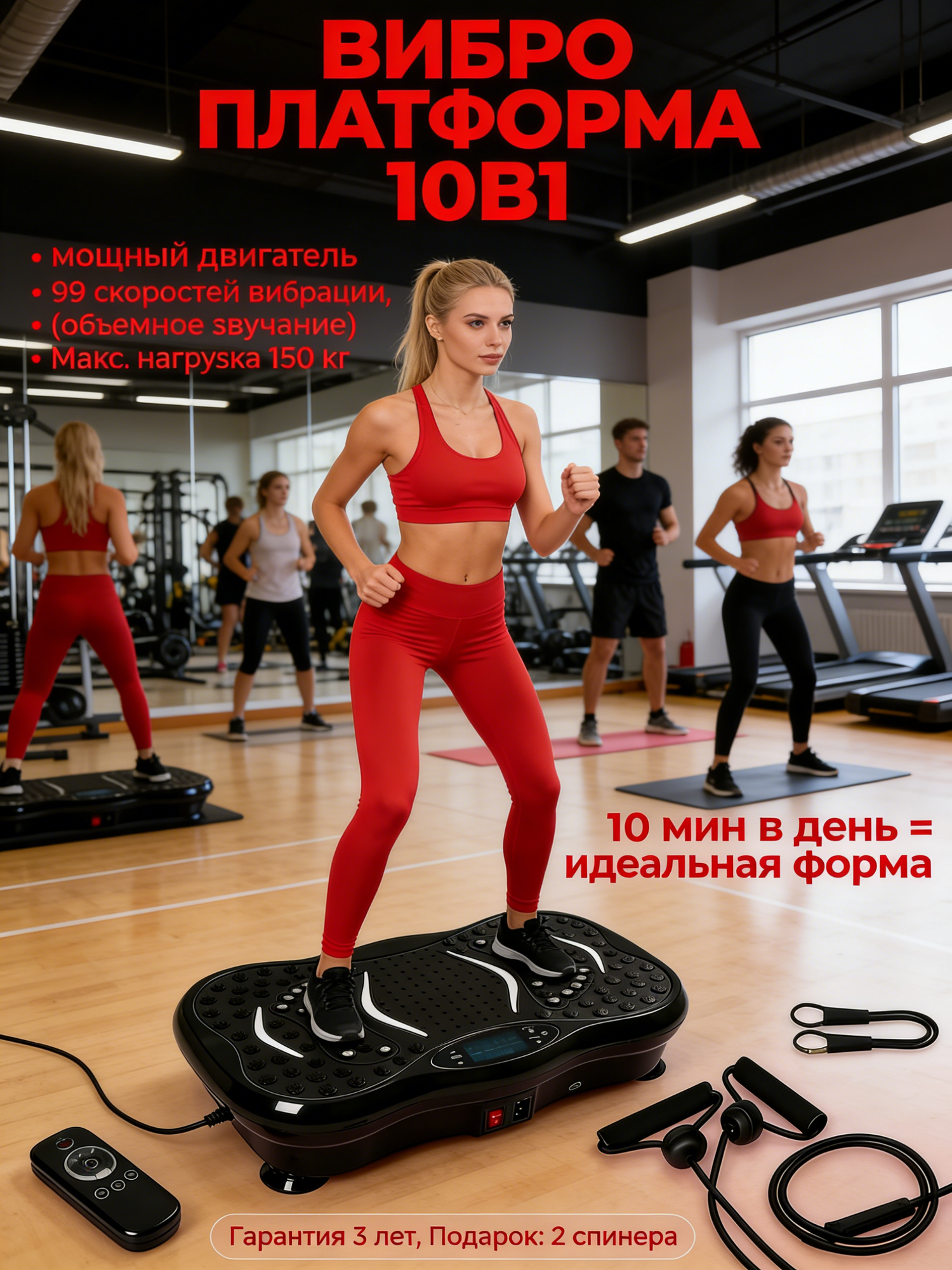 Виброплатформа для похудения тренажер до 150 кг С блютуз，регулировка амплитуды, 99 программ