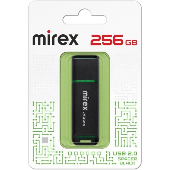 Флэш накопитель Mirex 256 ГБ SPACER BLACK USB 2.0 (13600-FMUSP256)
