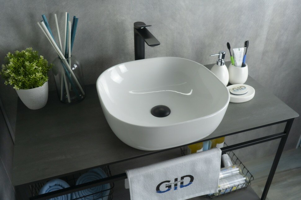 Раковина Gid D1301 51180 накладная белая 42.5x42.5x14.5