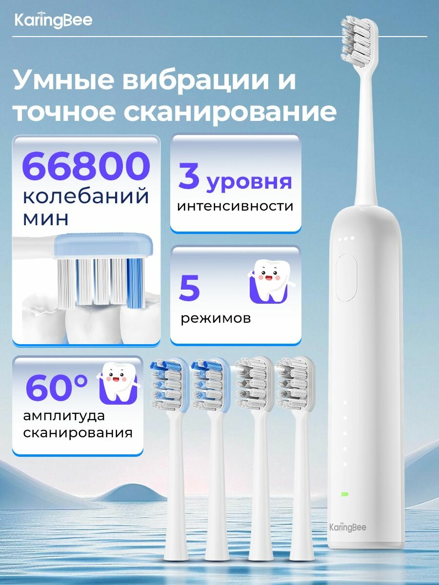 Электрическая зубная щетка KaringBee R102 Умные вибрации и точное сканирование, белый