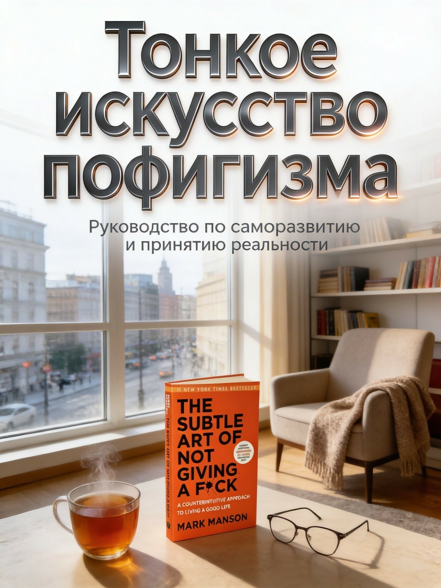 Книга на английском языке Тонкое искусство пофигизма, руководство по саморазвитию и личностному росту для принятия реальности без лишних переживаний