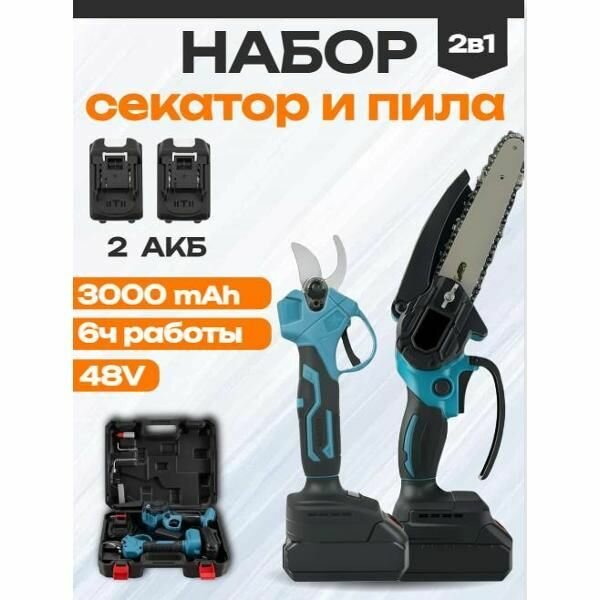 Секатор аккумуляторный WJB набор 2в1