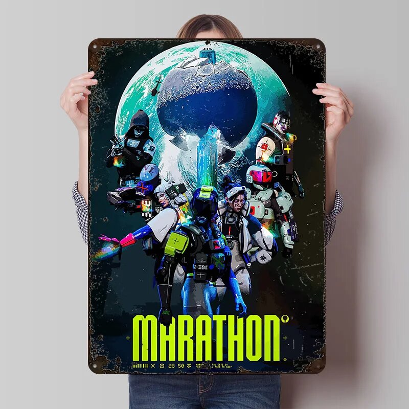 Винтажные металлические постеры с персонажами Marathon для дома 7.9x11.8In(20x30cm), E3