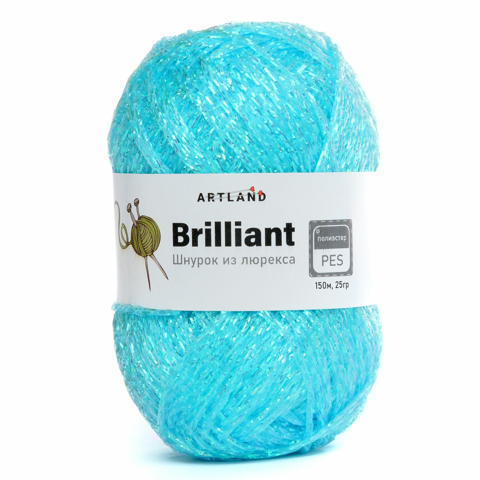 Пряжа Artland Brilliant 4346 (1 моток 25г/150м) светлая бирюза, Шнурок из люрекса