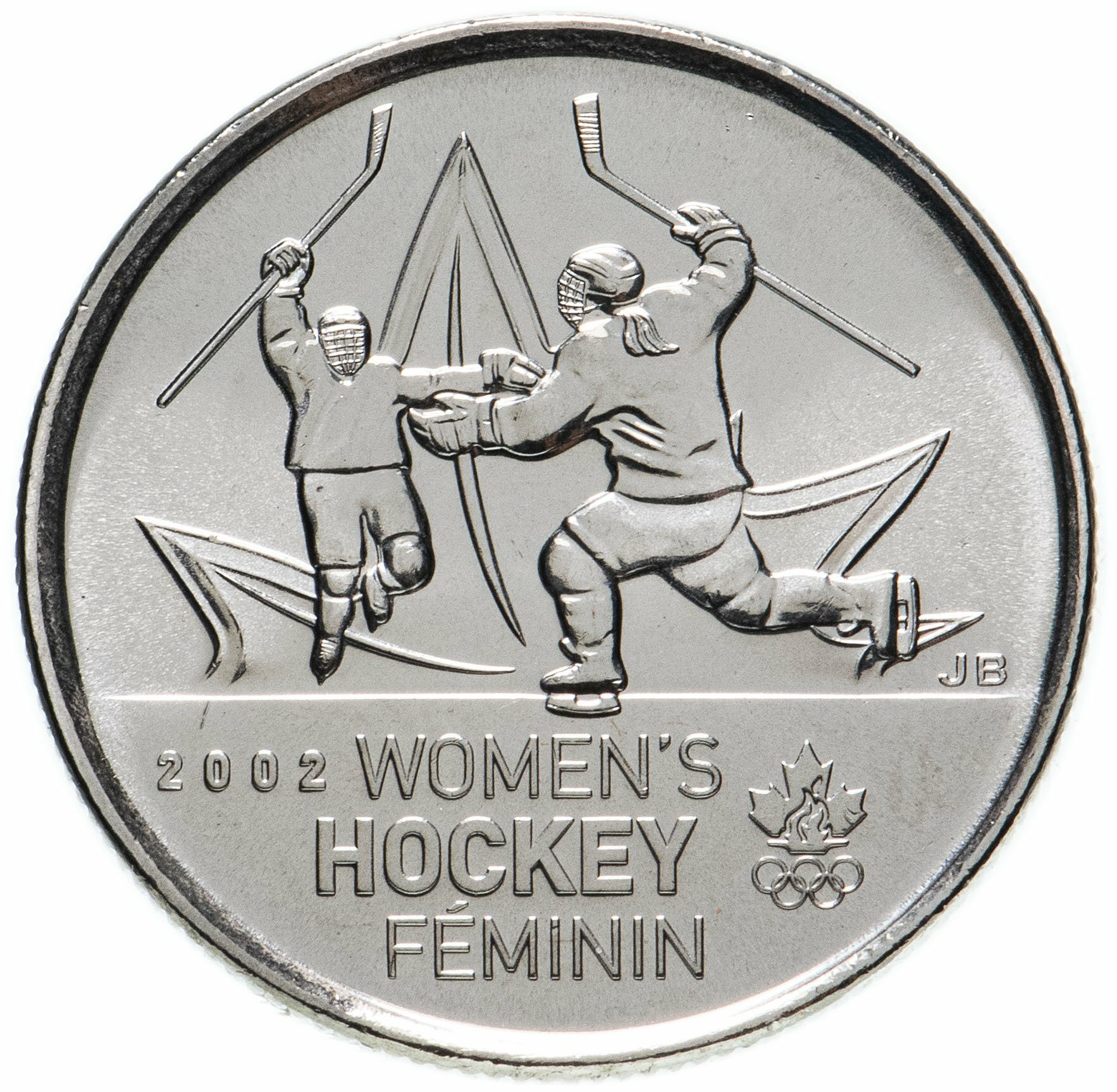 Канада 25 центов cents 2009 "Победа женской сборной по хоккею на олимпиаде Солт-Лейк-Сити 2002", Сталь, в сохранности UNC