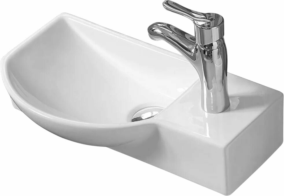 Раковина маленькая в туалет Weltwasser WW Aisbach 7950 GL-WT 51 R мини, подвесная, белая, глянцевая, раковина для ванной фаянсовая, прямоугольная