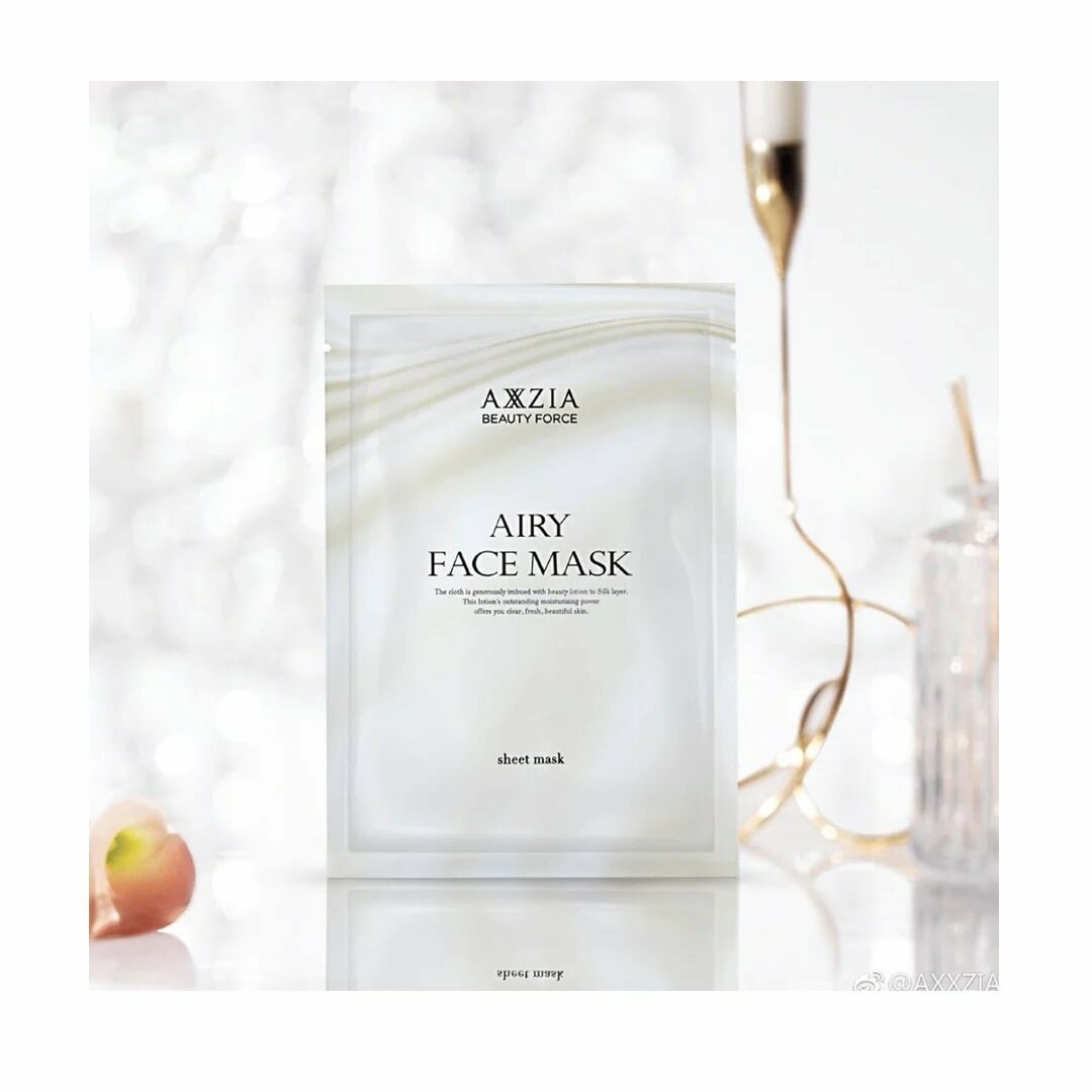 AXXZIA Beauty Force Airy Face Mask японская маска для лица на шелковой основе для комплексного ухода, антивозрастная с коллагеном, 1 маска