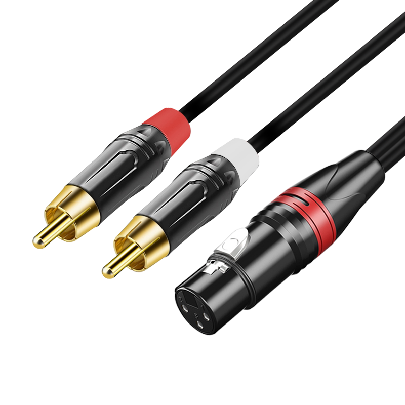 Аудиокабель XLR Female to Dual RCA Male, кабель XLR на 2 RCA, AV провод, 2м